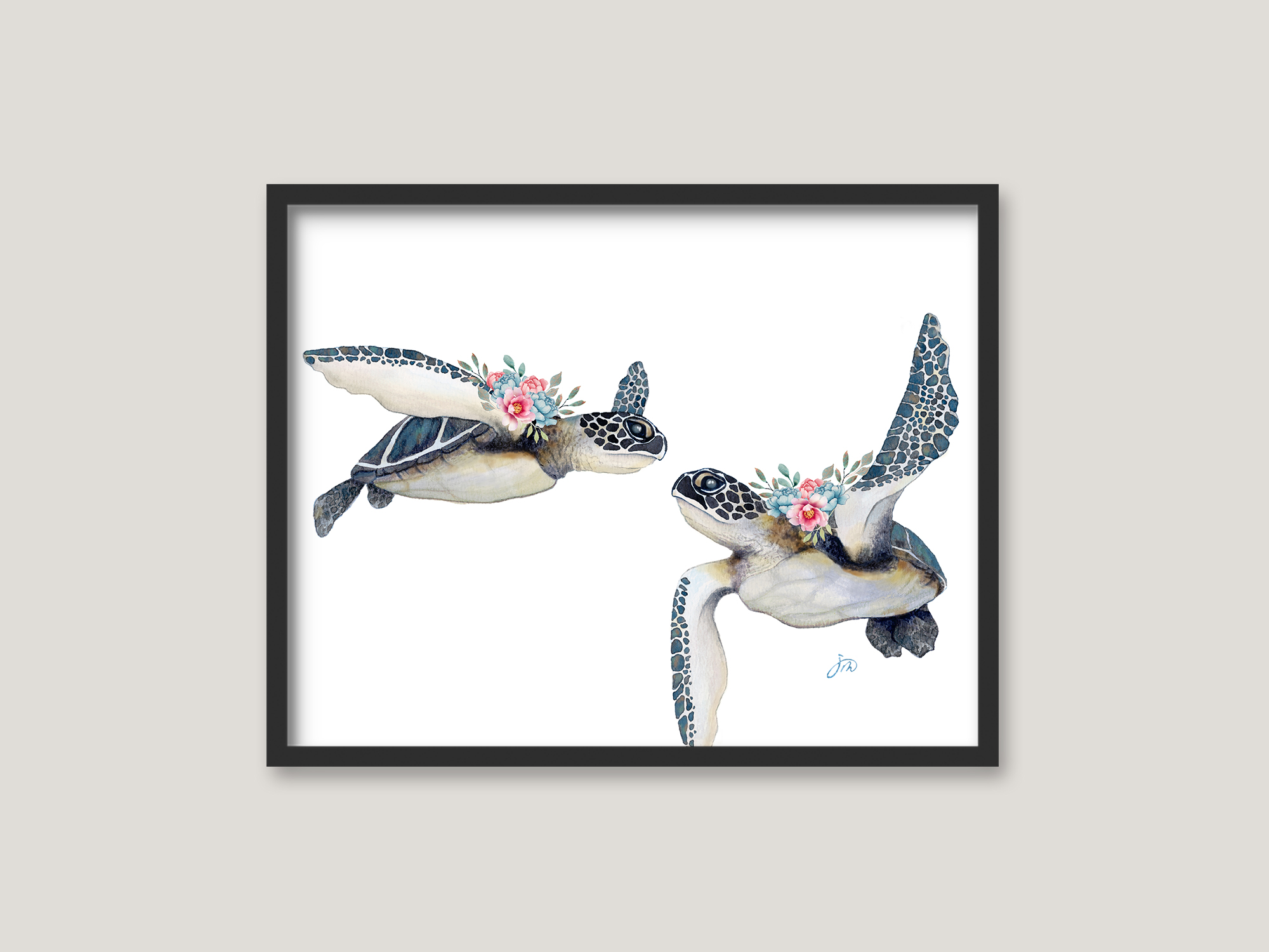 Two Flowery Sea Turtles - Jen Miller Gallery